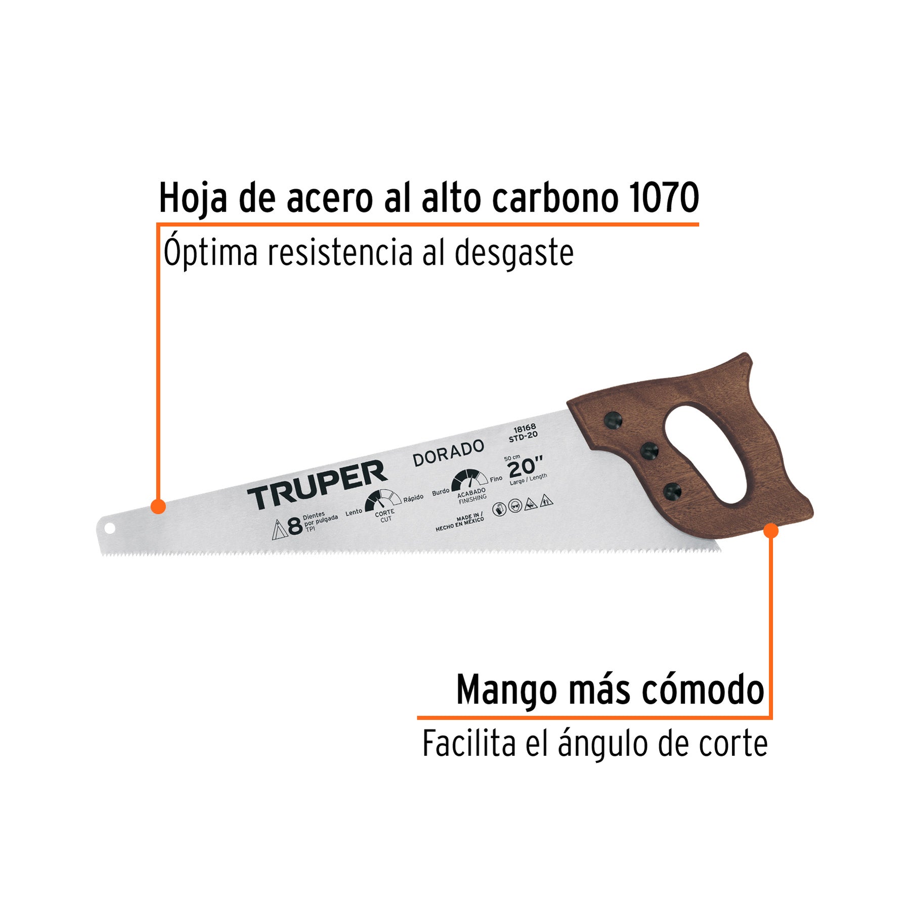 Serrucho 20' Dorado, 8 DPP, Truper 18168 -STD 20 18168 -STD 20 ...